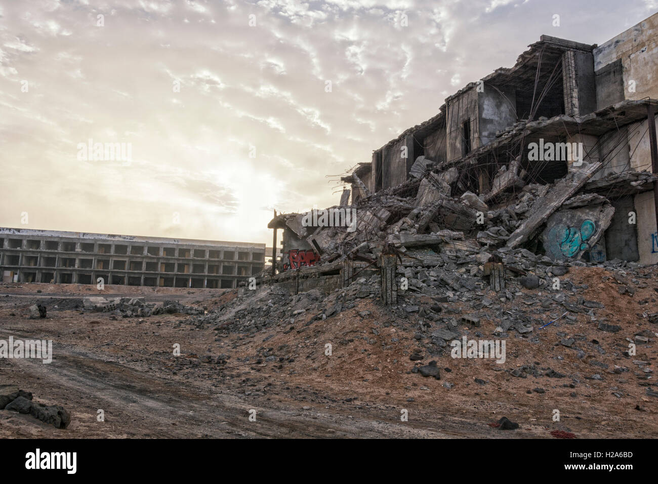 The abandoned hotel is called the Hotel of Los Charcones, but was named Atlante del Sol Hotel ...