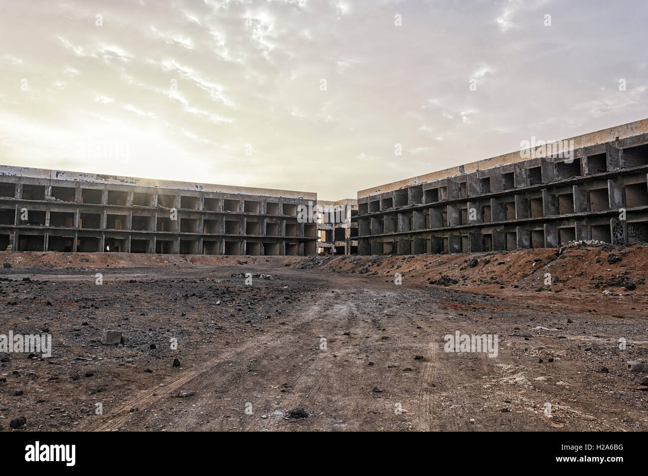 The abandoned hotel is called the Hotel of Los Charcones, but was named Atlante del Sol Hotel ...
