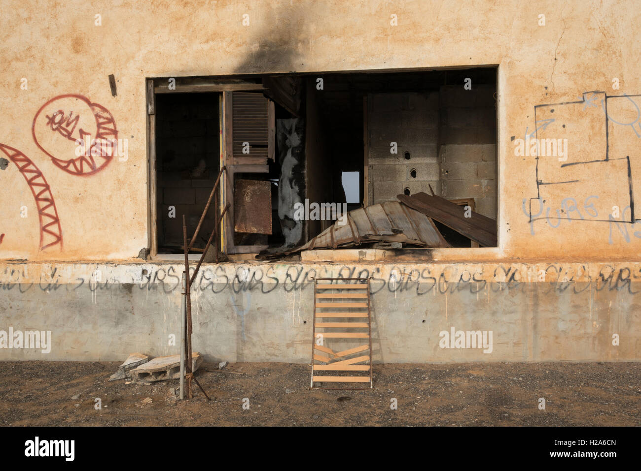 The abandoned hotel is called the Hotel of Los Charcones, but was named Atlante del Sol Hotel ...