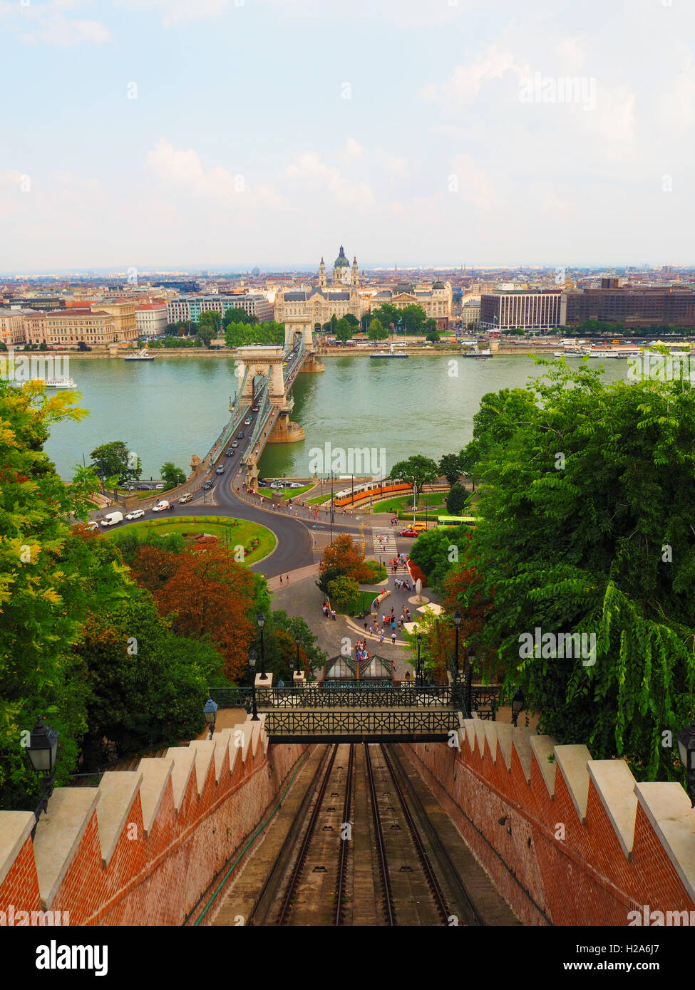 View of Budapest from the Buda funicular railway Stock Photo - Alamy
