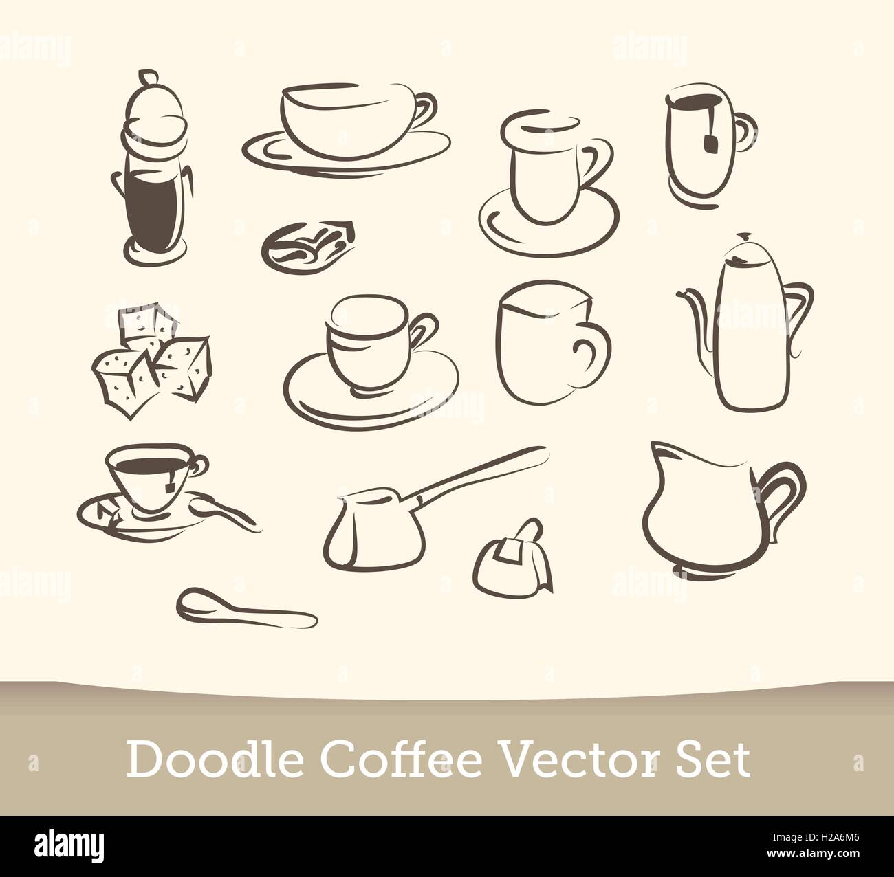 coffee doodle set isolated on white background. vector illustration ...