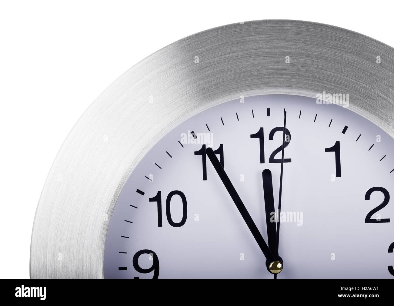 Silver round wall clock isolated on white background Stock Photo - Alamy
