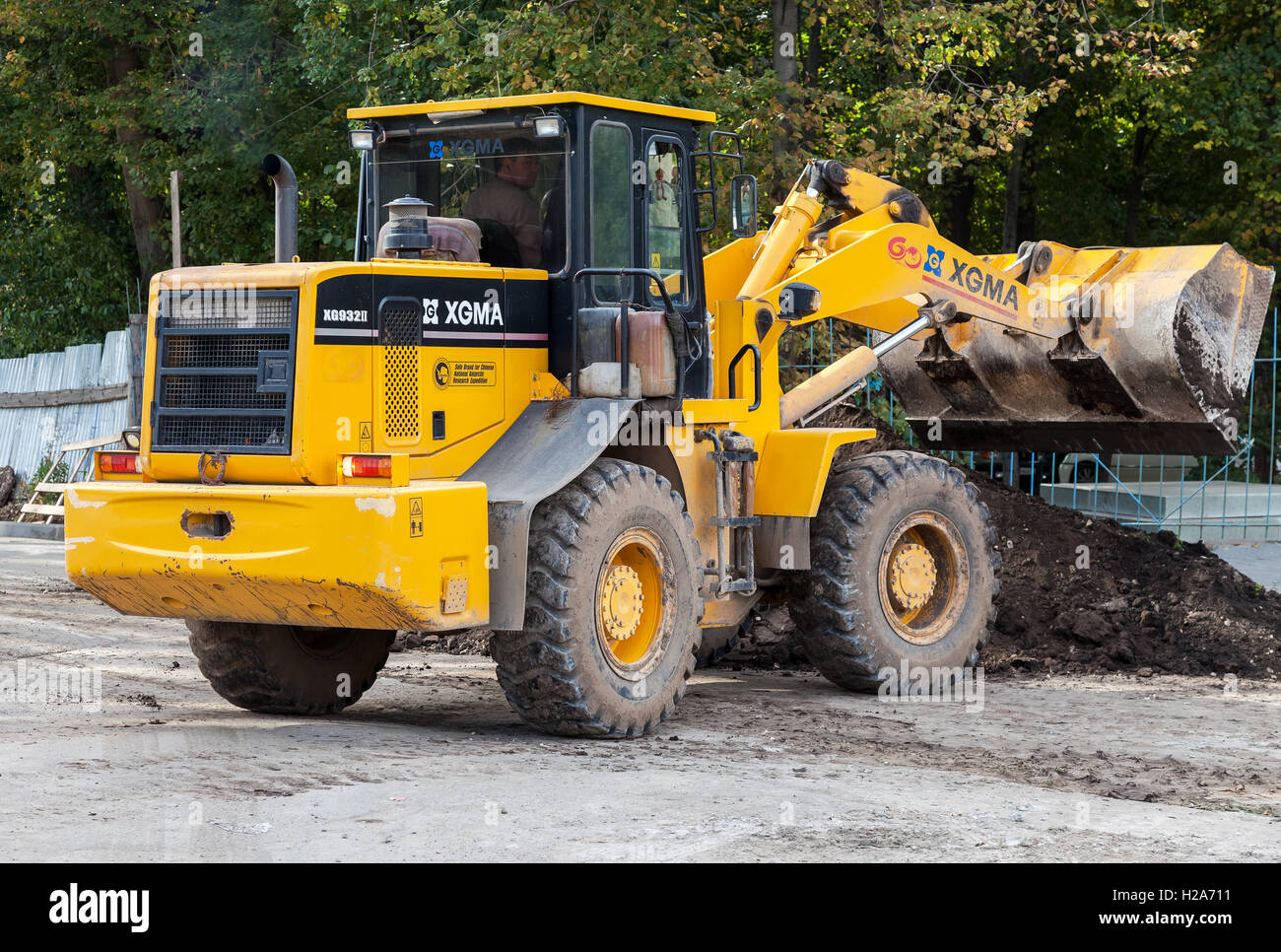 Heavy loader for construction road working on the construction site ...