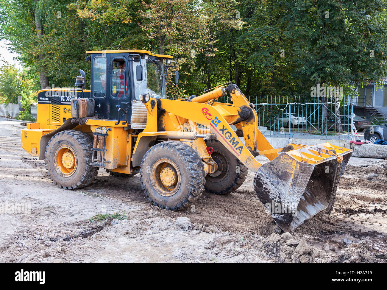 Heavy loader for construction road working on the construction site ...