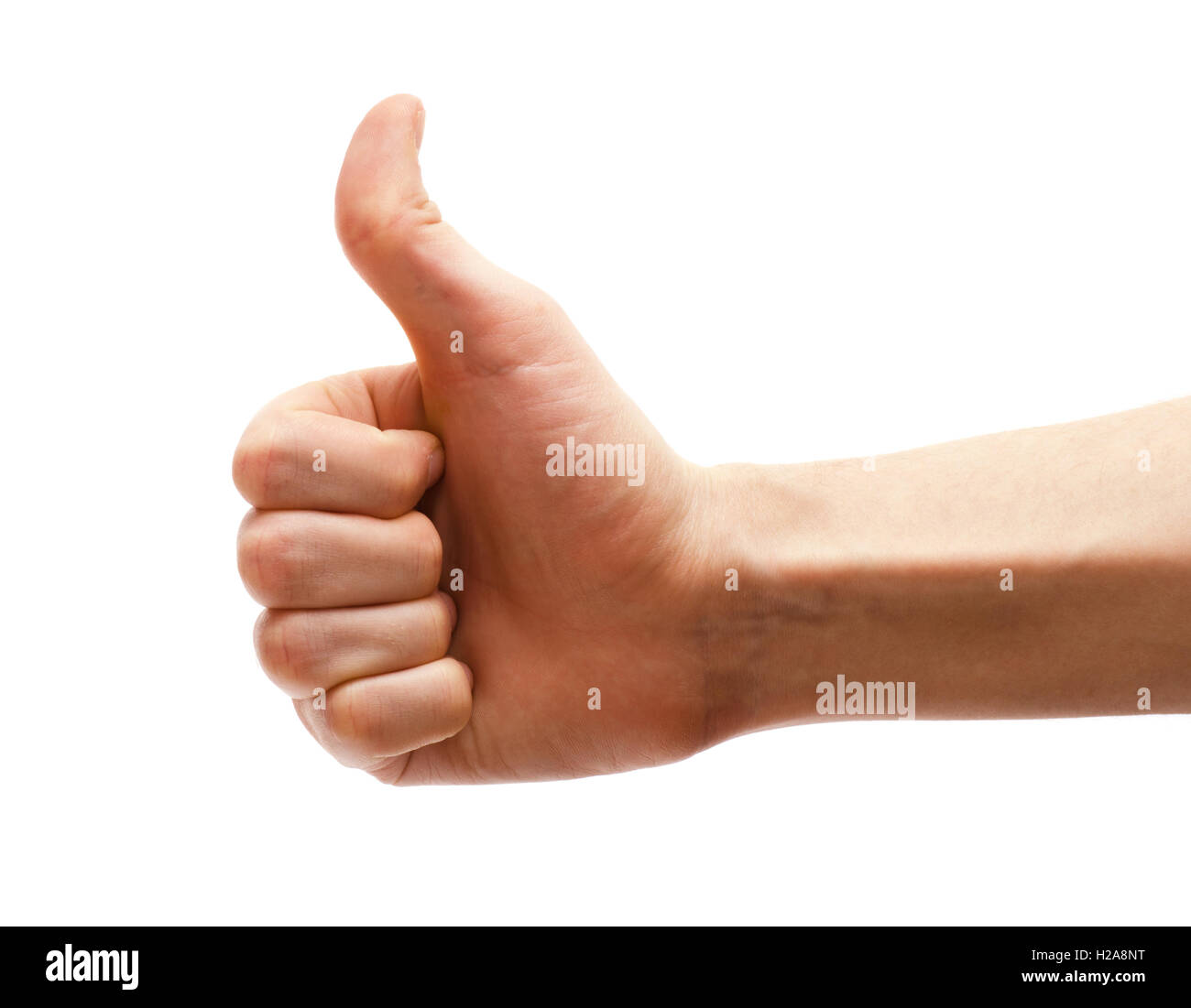 Male hand showing thumbs up sign isolated on white background Stock ...