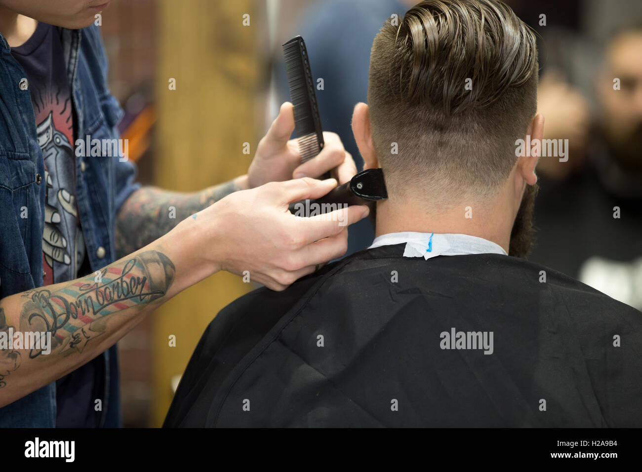 Closeup back view young bearded hi-res stock photography and images - Alamy