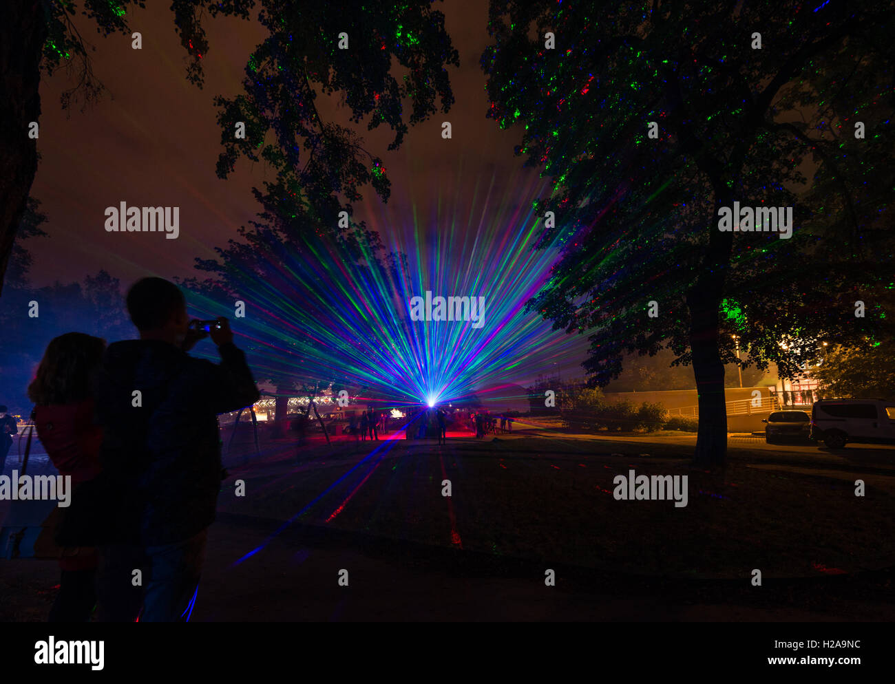 BRATISLAVA, SLOVAKIA - SEPTEMBER 24, 2016: Alice in Wonderland light ...