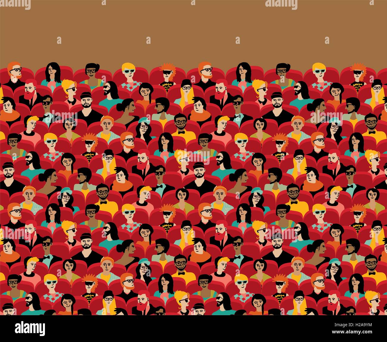 Cartoon Illustration Large Crowd Community Stock Photos & Cartoon ...