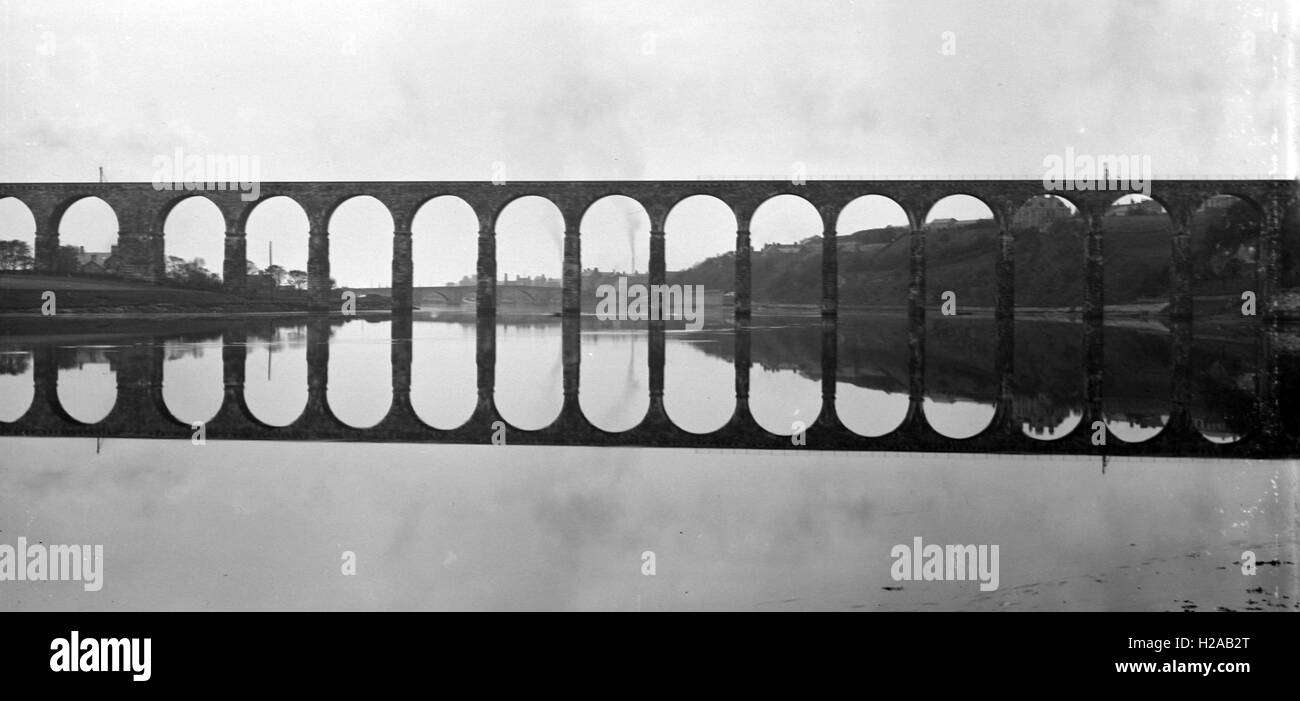 Photograph showing Berwick on Tweed Viaduct with train crossing c1896 ...