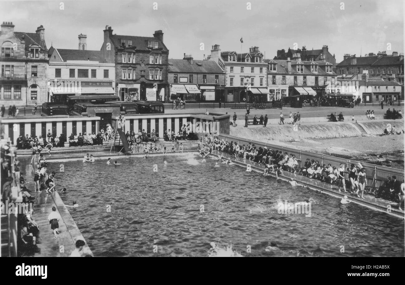 Bathing Pool, Helensburgh c1930. Note the swimming costumes, shops and ...