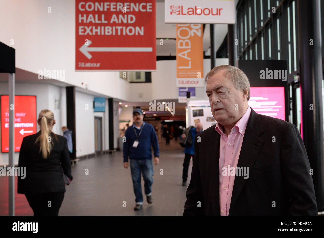 Former deputy prime minister Lord Prescott speaks to the media during ...