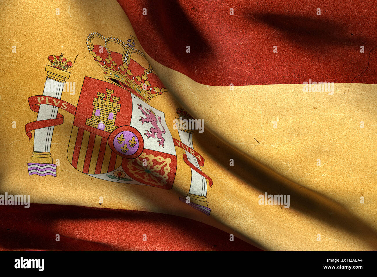 3d rendering of an old Spain flag waving Stock Photo - Alamy