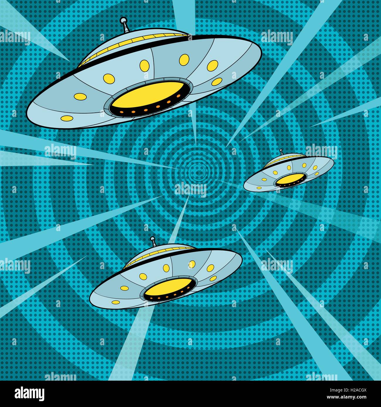 Vintage ufo in sky Stock Vector Images - Alamy