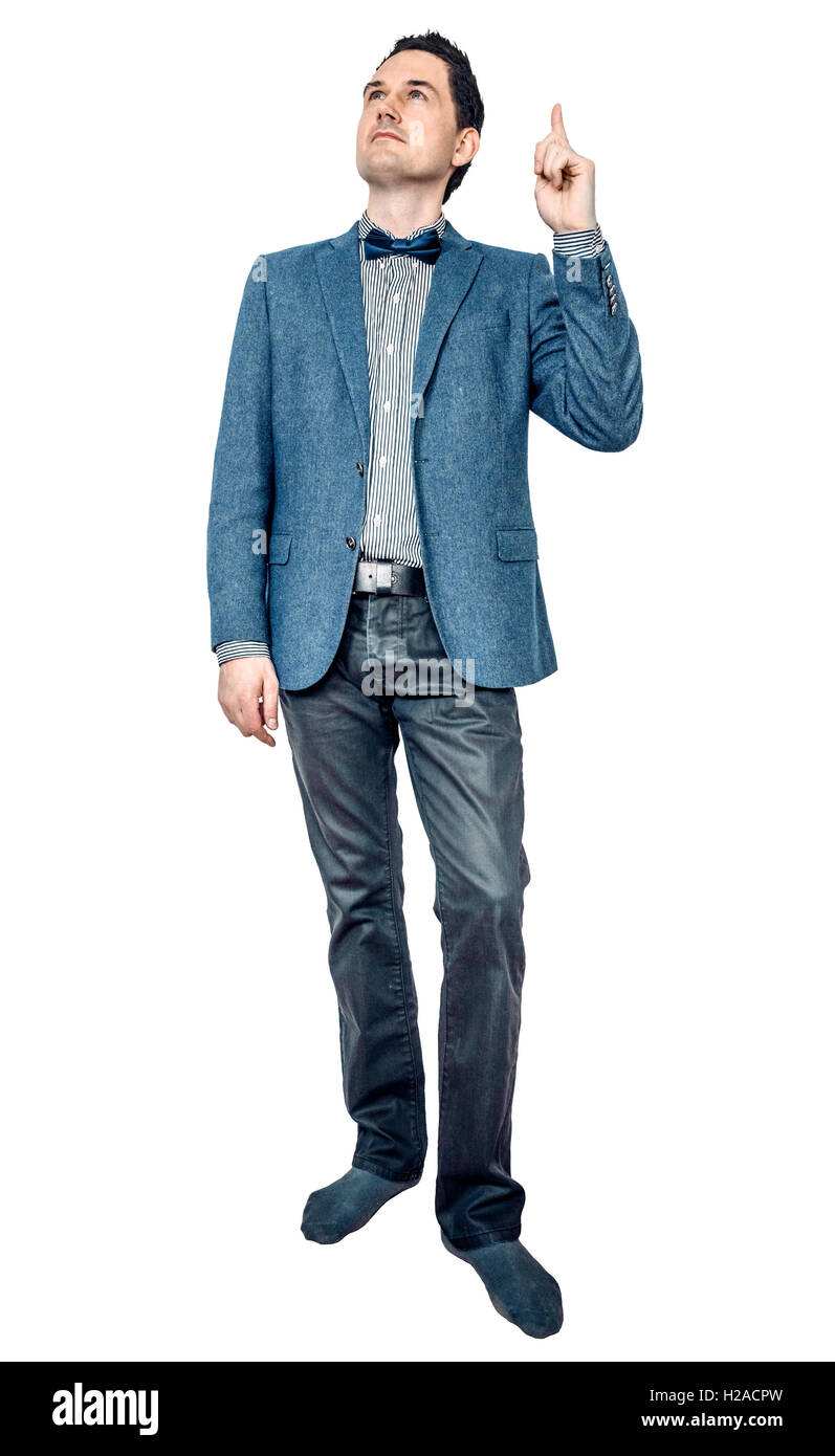 Man pointing finger standing in Cut Out Stock Images & Pictures - Alamy