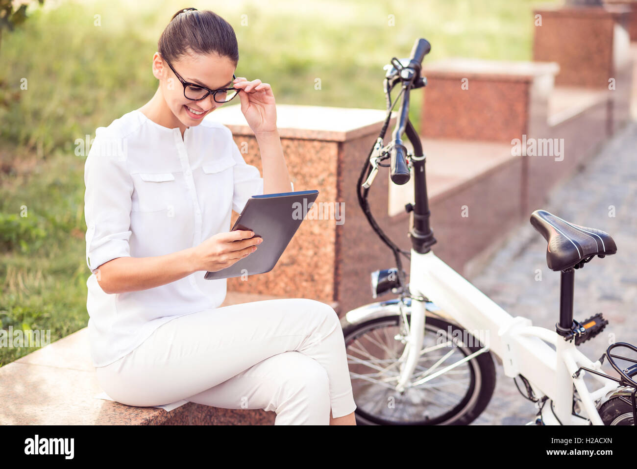 Emotional joyful woman glasses hi-res stock photography and images - Alamy