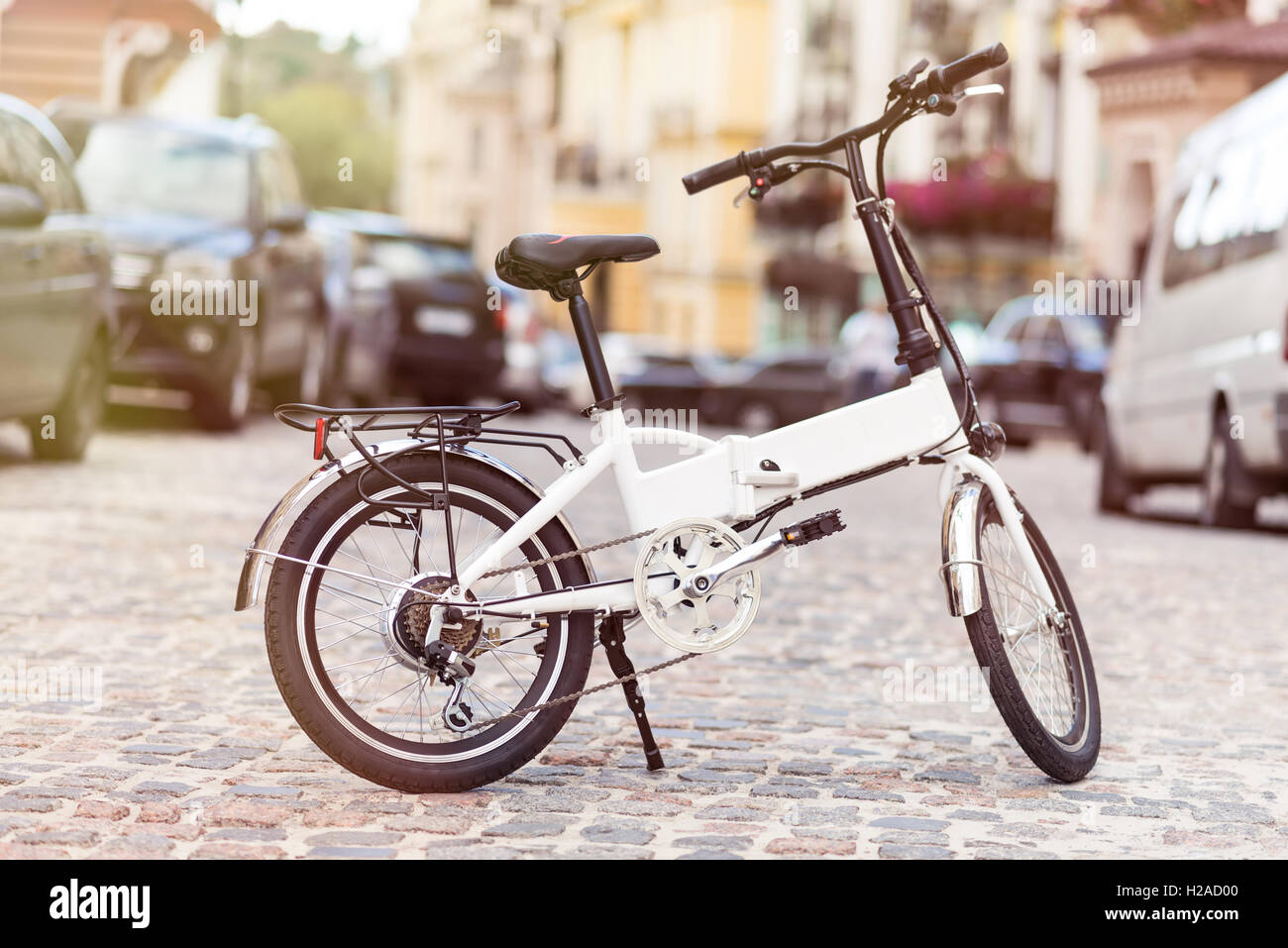 Modern bicycle standing on the road Stock Photo - Alamy
