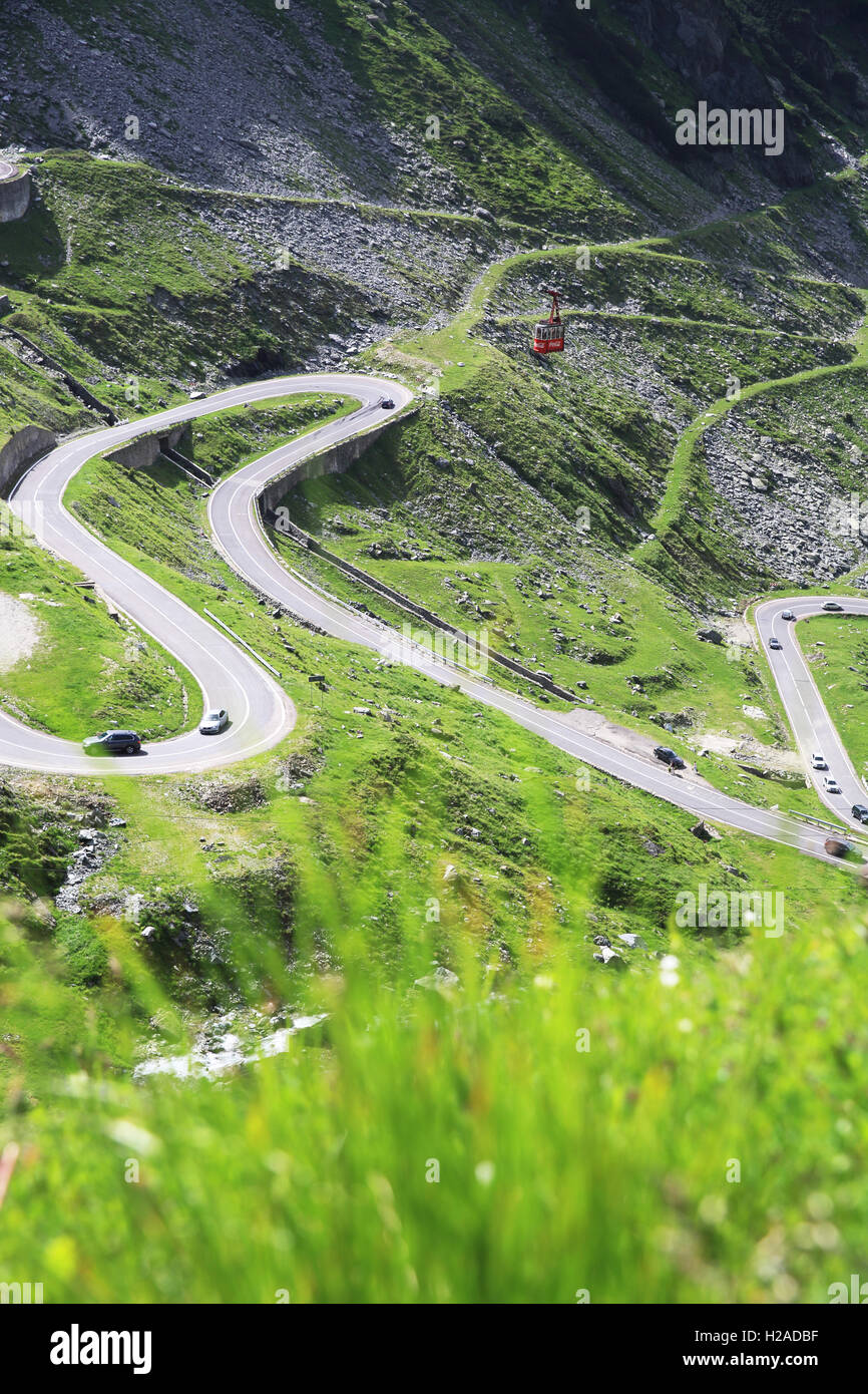The spectacular Transfagarasan Highway in the Fagaras Mountains in ...