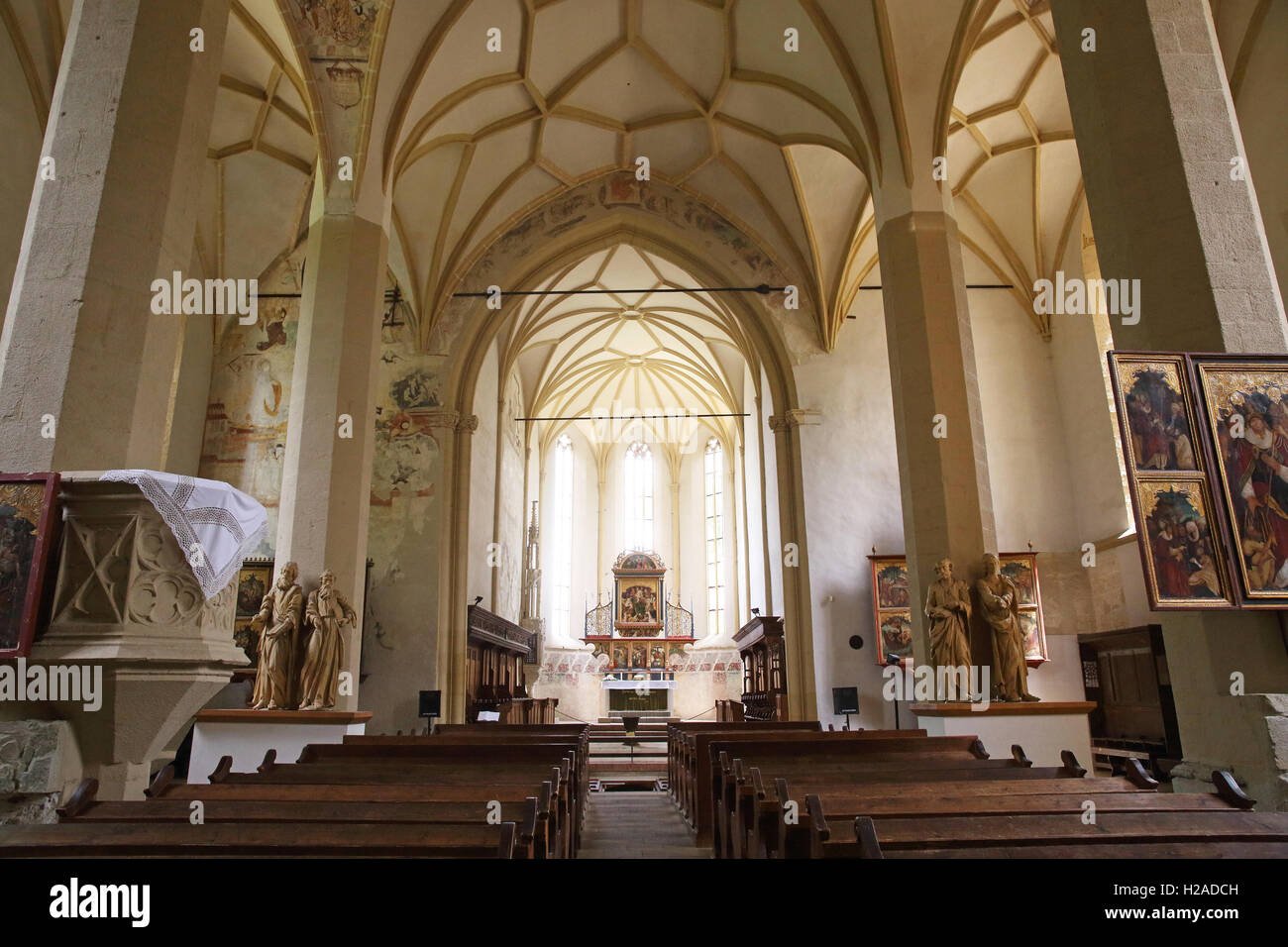 The historical, Gothic, Church on the hill, in the fortified town of ...