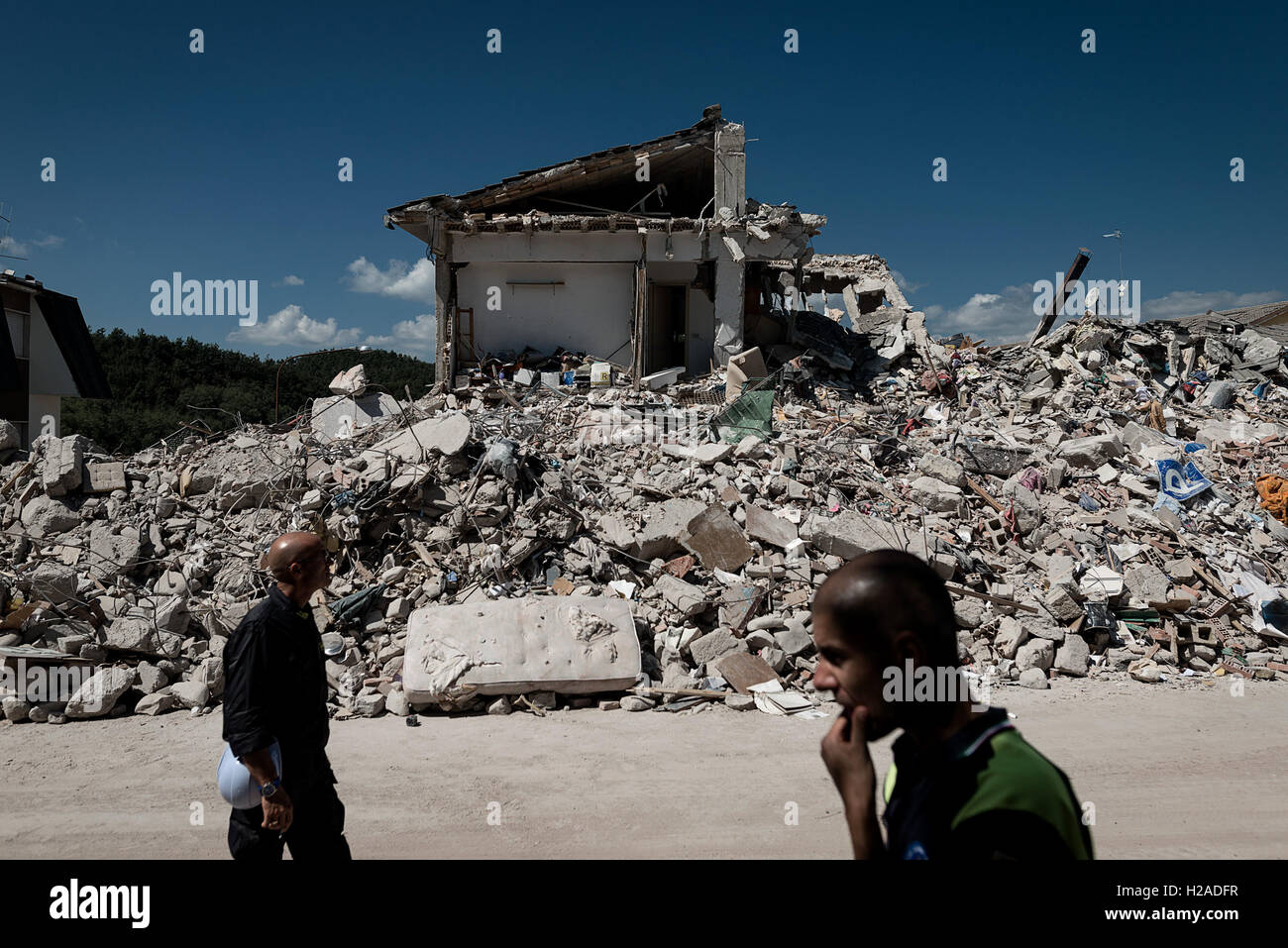 Earthquake damage in the central Italian village of Amatrice, Italy ...