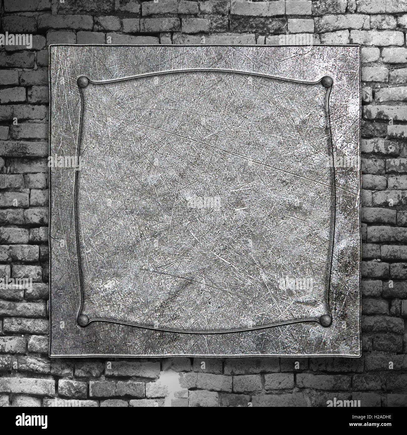 set 8. old metal frame on brick wall. 3d illustration background Stock ...