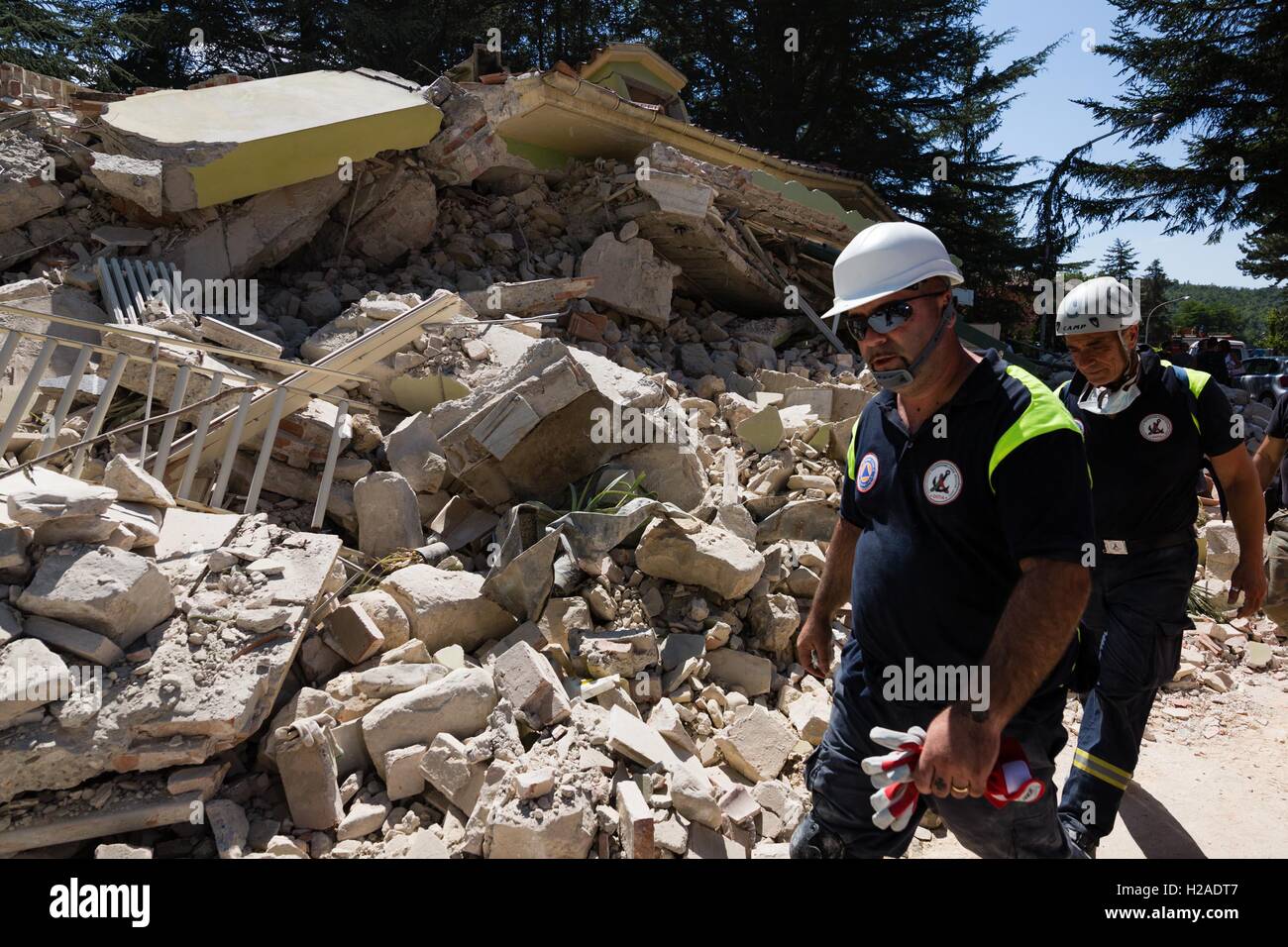Earthquake damage in the central Italian village of Amatrice, Italy ...