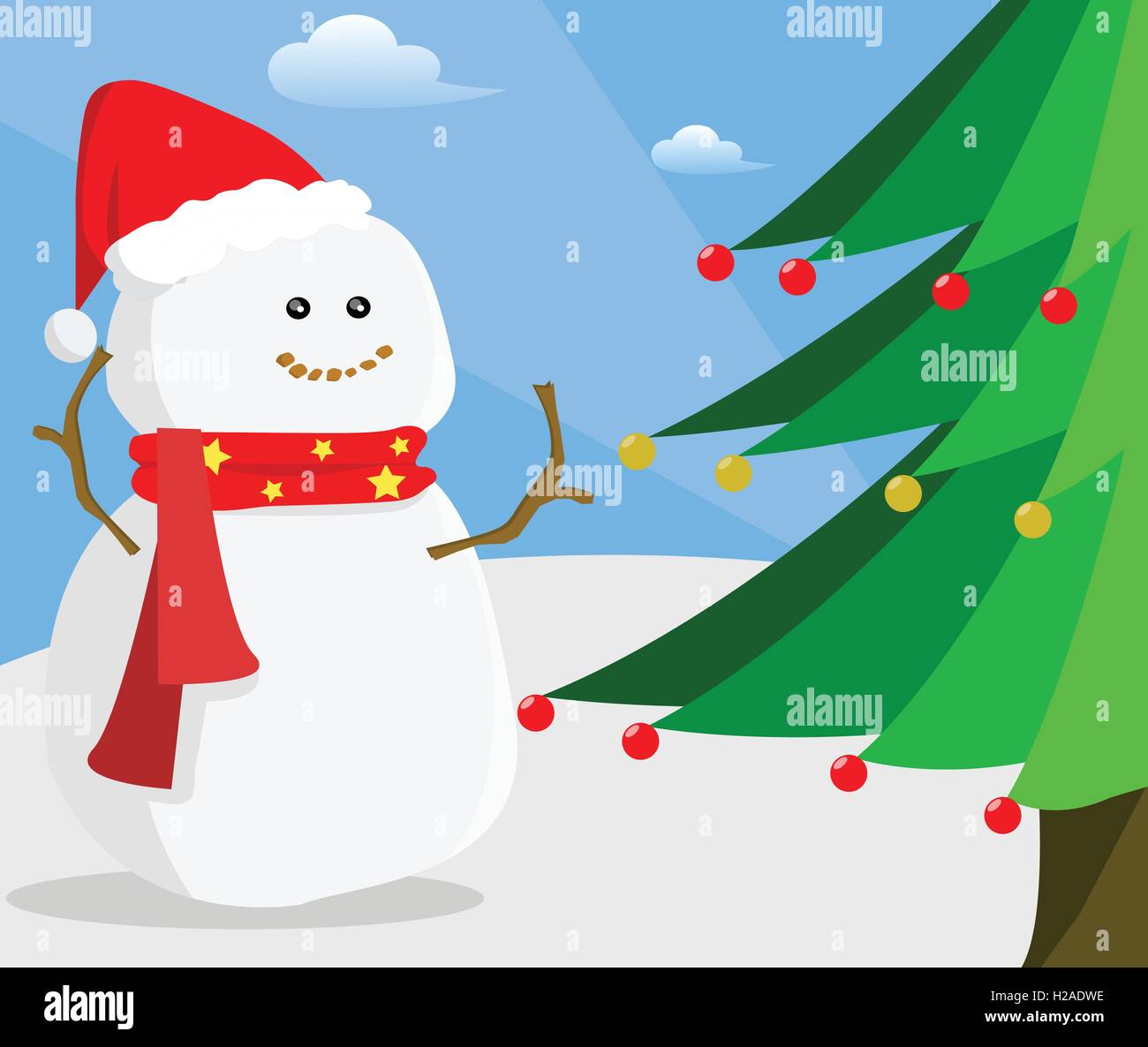 Christmas tree in winter Stock Vector Images - Alamy