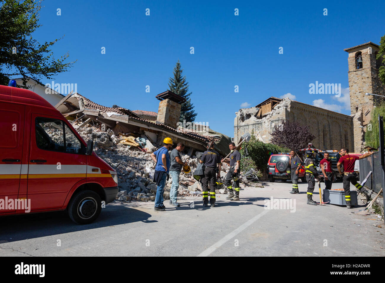 Earthquake damage in the central Italian village of Amatrice, Italy ...