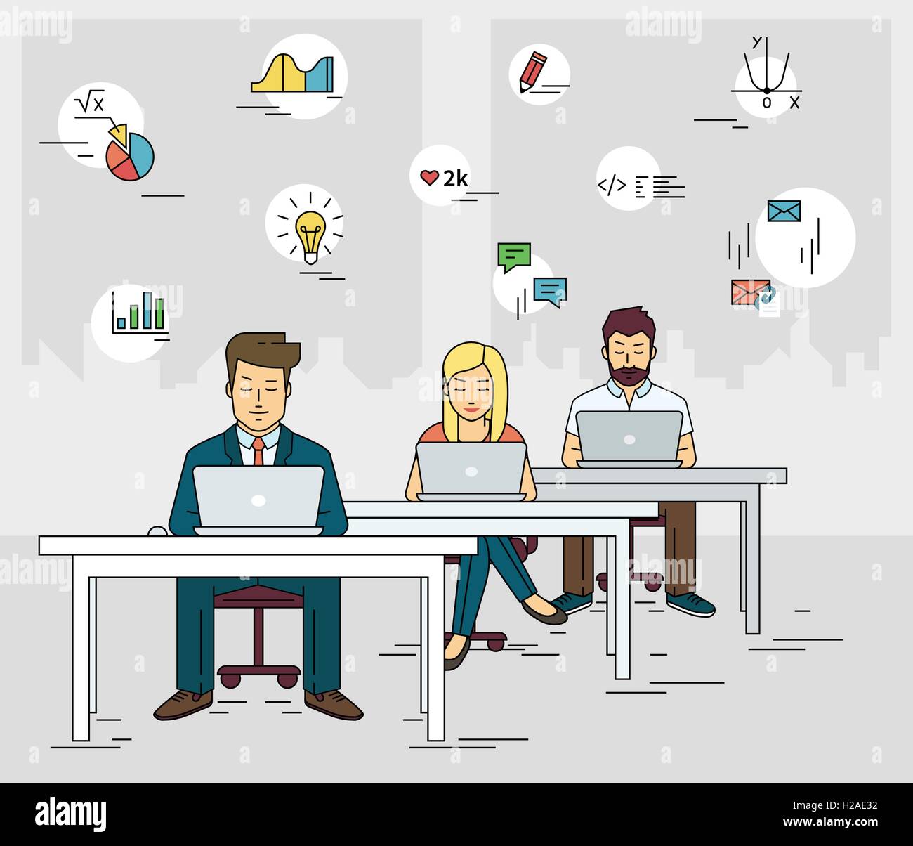 Busy students learning in a university class Stock Vector Image & Art ...