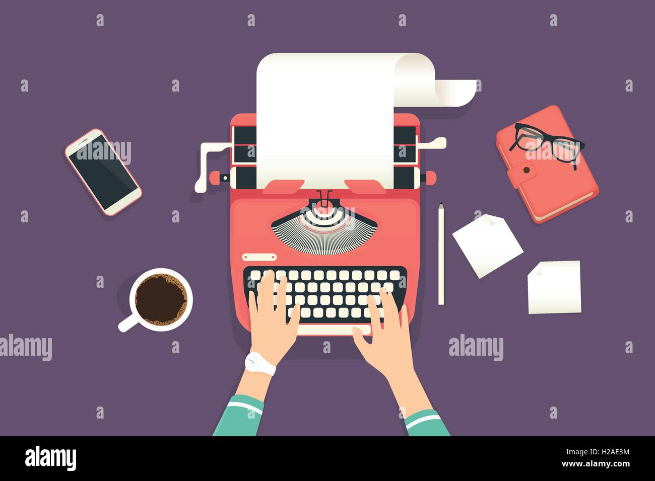 Womans hands typing Stock Vector Images - Alamy