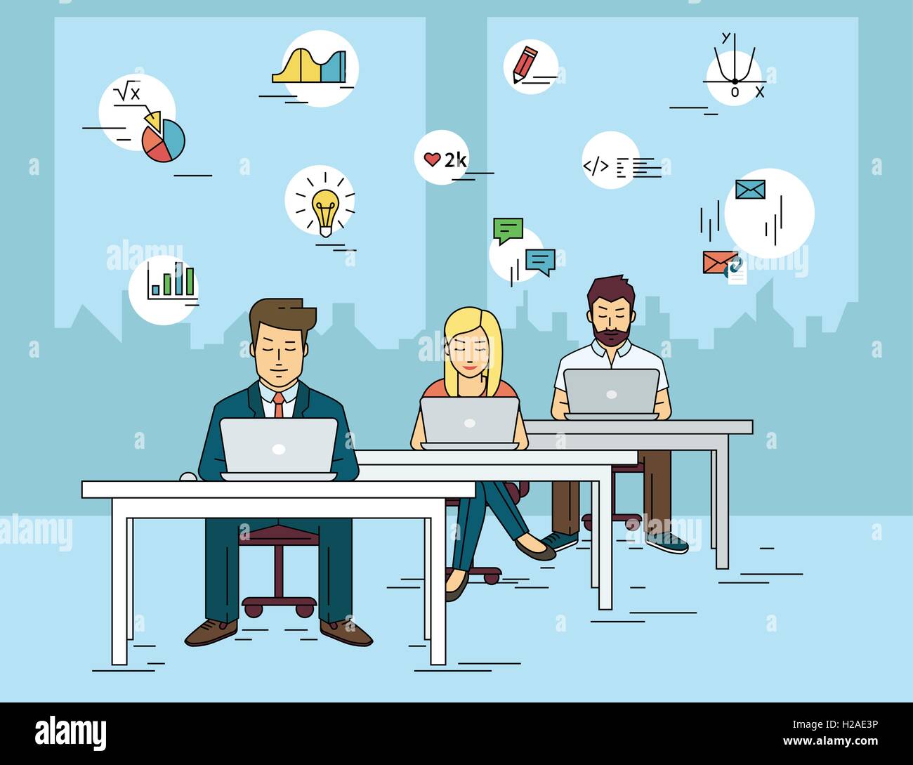 Busy students learning in a university class Stock Vector Image & Art ...