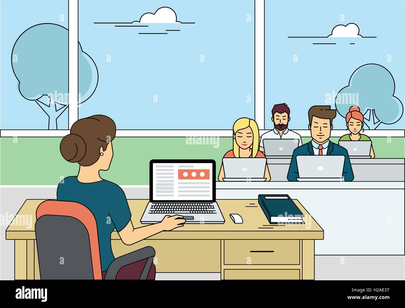 Busy students learning in a university class Stock Vector Image & Art ...