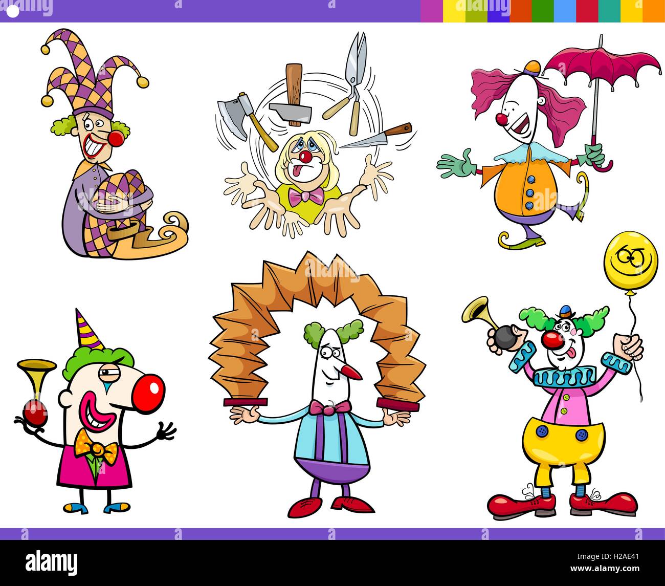 Cartoon Illustration of Circus Clown Characters Set Stock Vector Image ...