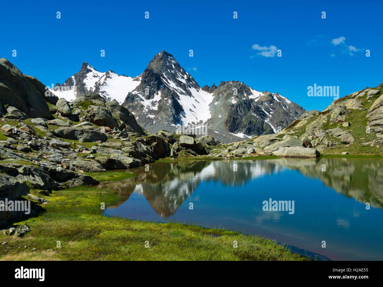 Rutor glacier, Grand Assaly, alpine lake, Valle d'Aosta, Alpi Graie ...
