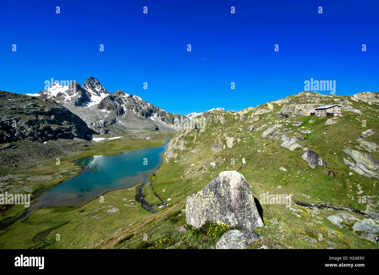 Rutor glacier, Grand Assaly, fusion lake, alpine landscape, Rifugio ...
