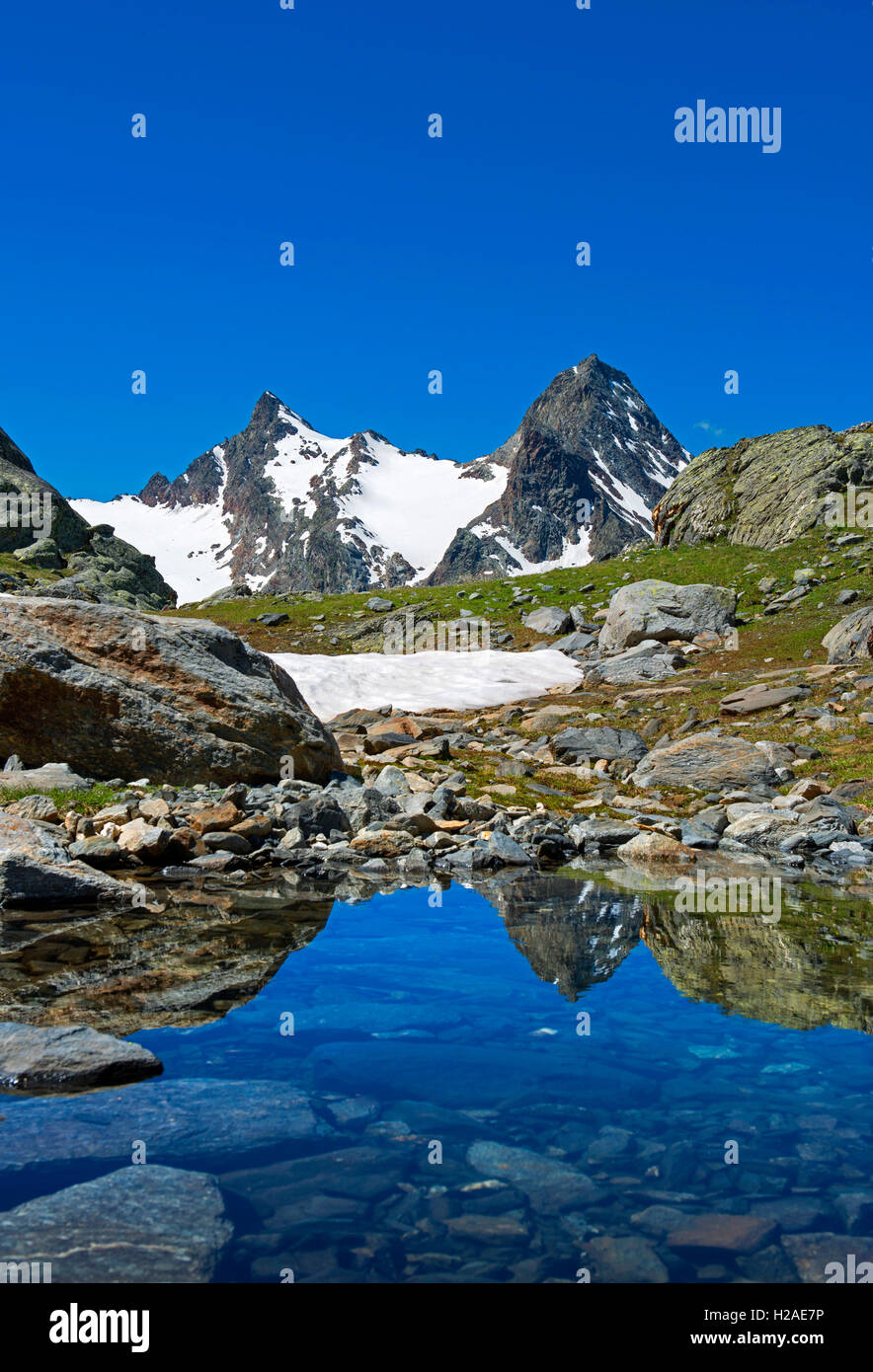 Rutor glacier,Grand Assaly, alpine landscape, alpine lake, Valle d ...