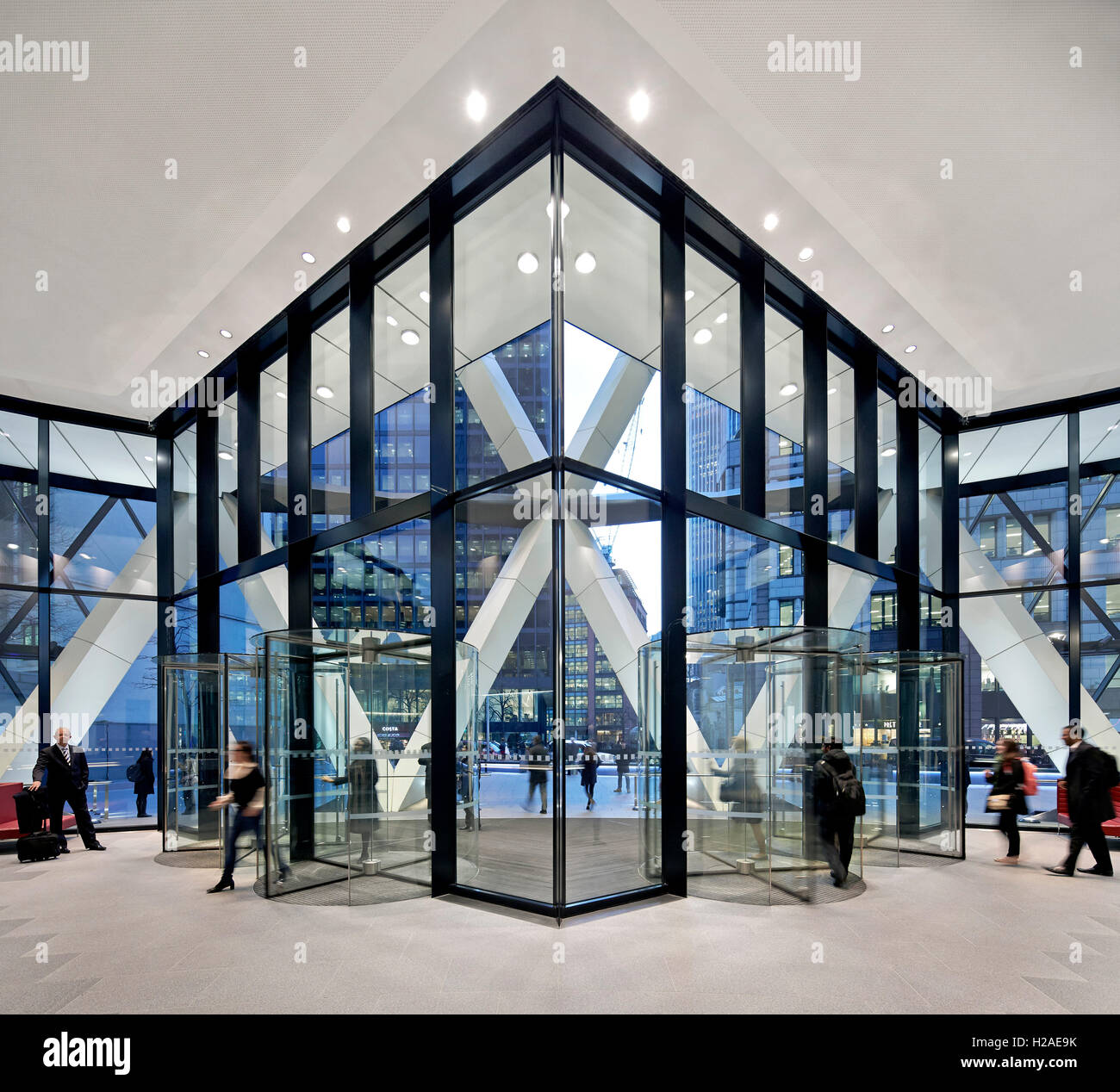 Reception foyer with glazed entrance. The Gherkin, London, United ...