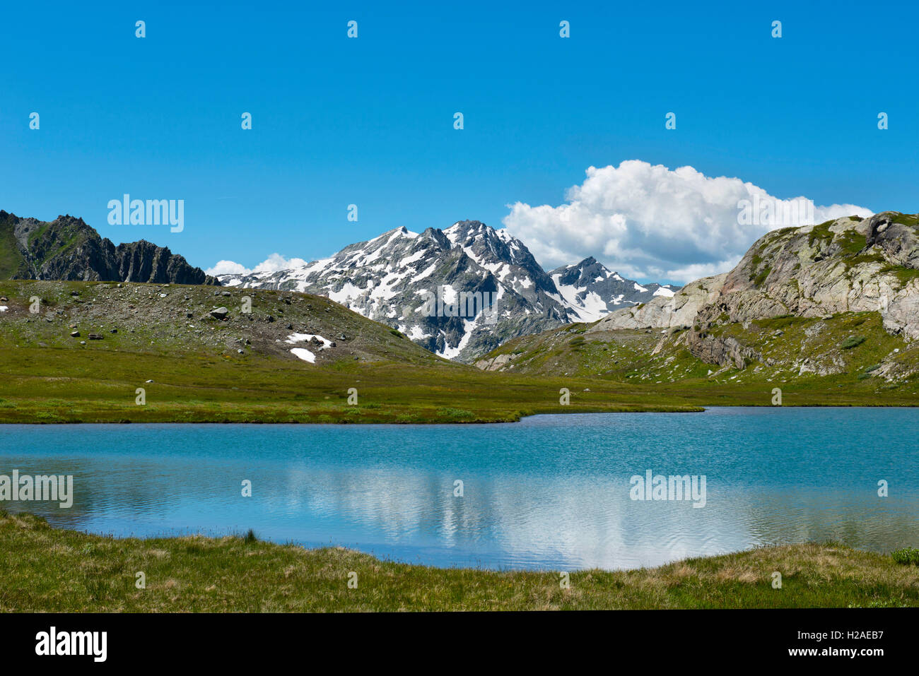 Alpine landscape, fusion lake, Rutor glacier, Valle d'Aosta, Alpi Graie ...