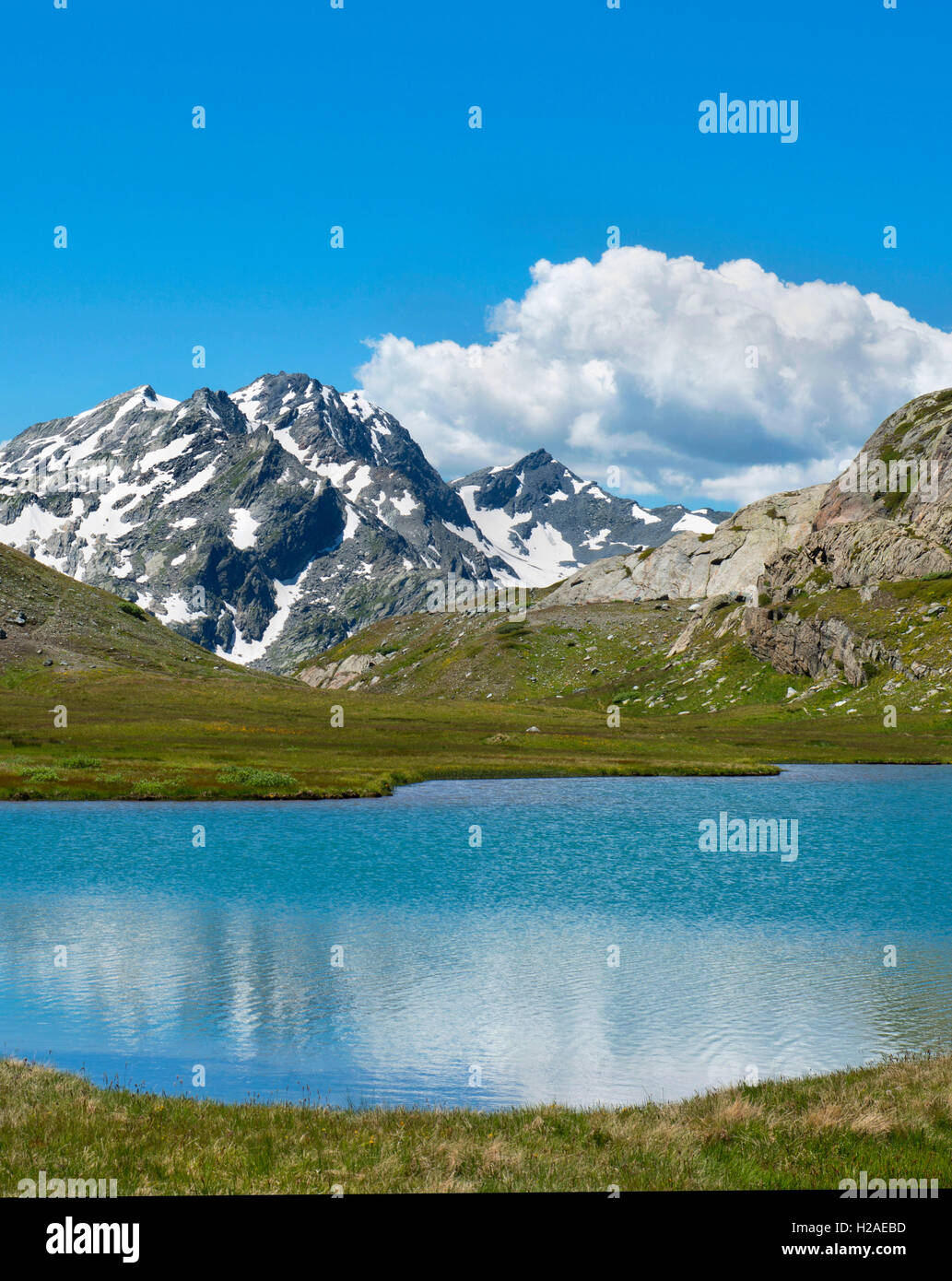 Alpine landscape, fusion lake, Rutor glacier, Valle d'Aosta, Alpi Graie ...