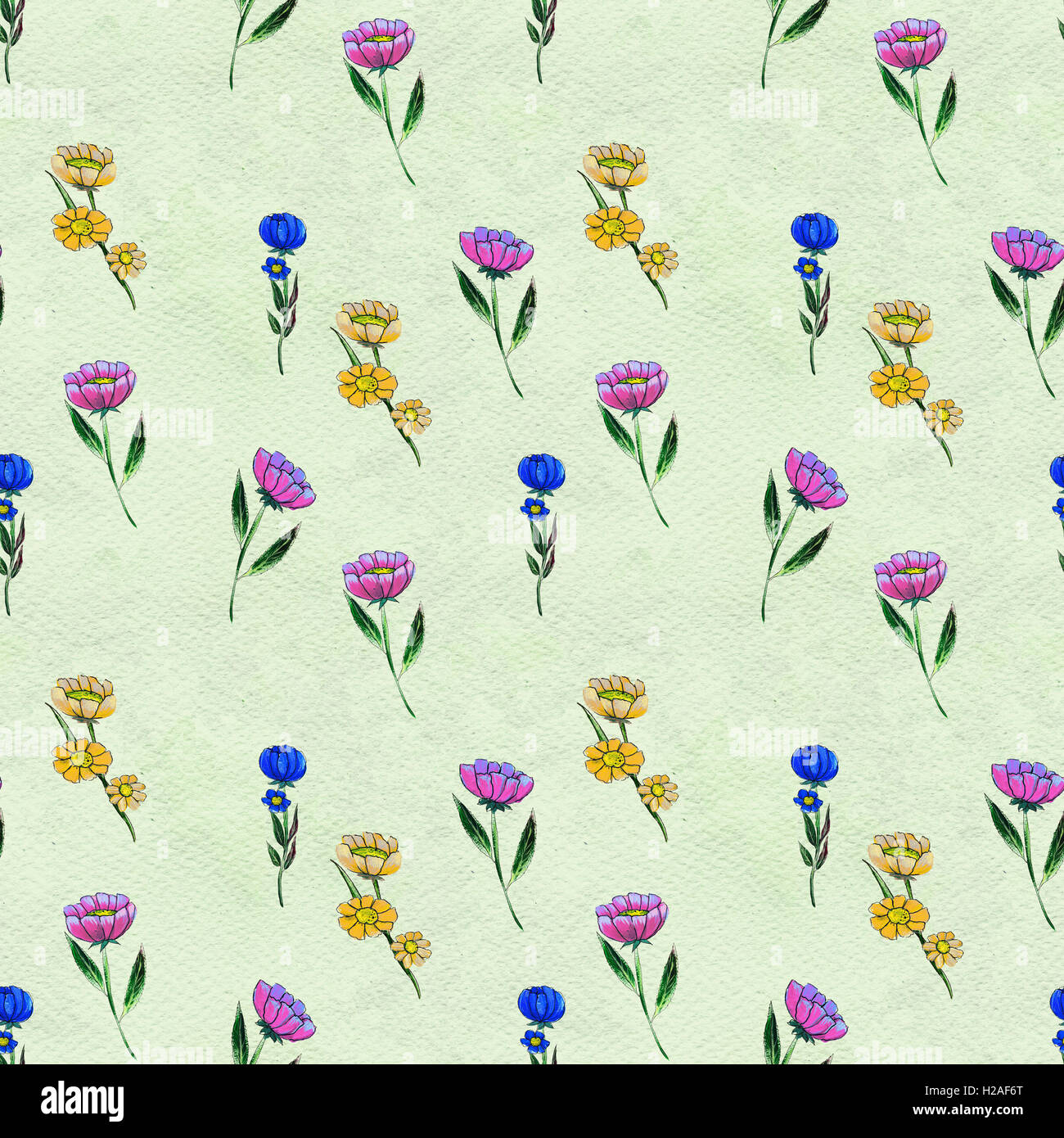 Seamless pattern with colorful flowers Stock Photo - Alamy