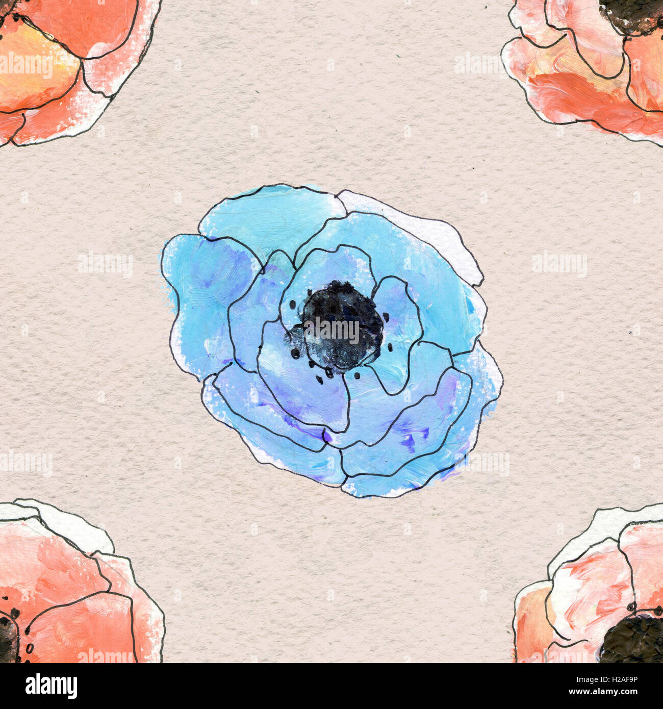 Seamless pattern with colorful flowers Stock Photo - Alamy