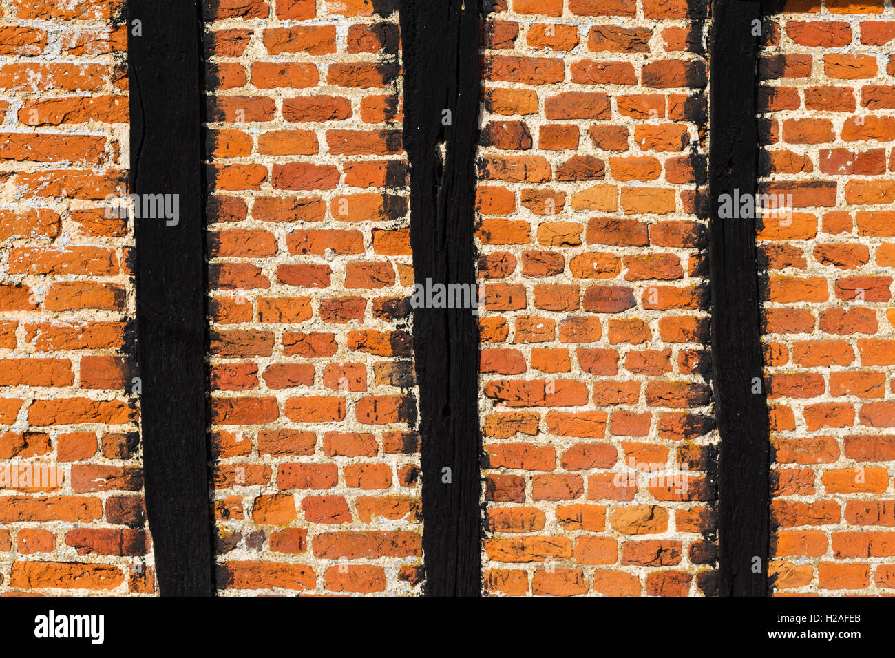 Medieval Brickwork and Timber Frame at Cressing Temple Barns Stock ...