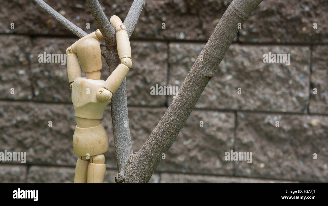 figure man action climb tree Stock Photo - Alamy