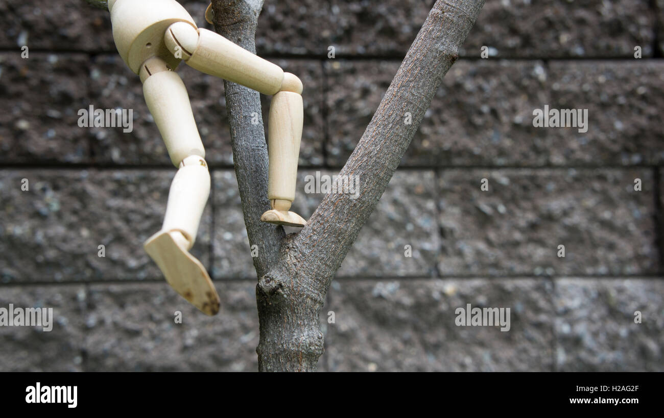 figure man action climb tree Stock Photo - Alamy