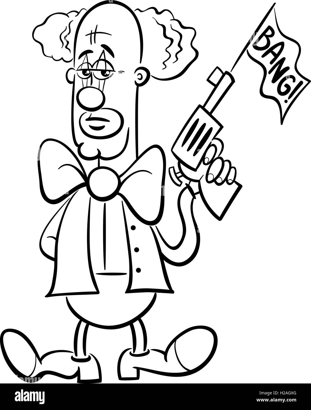 Clown cartoon coloring page Black and White Stock Photos & Images - Alamy