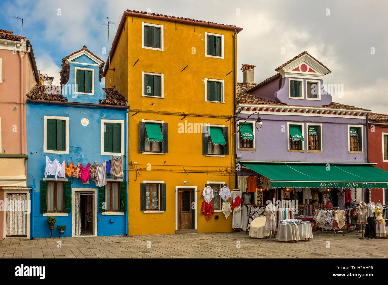 Colourful Houses On The Island Of Burano Venice Italy Stock Photo - Alamy