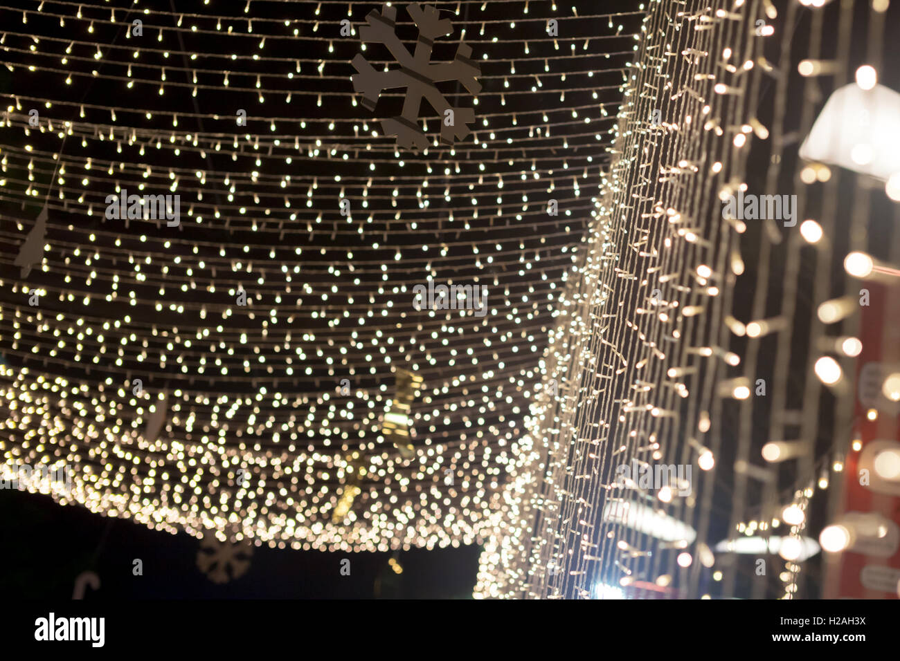 Christmas light chains decorated for the holidays festival Stock Photo ...