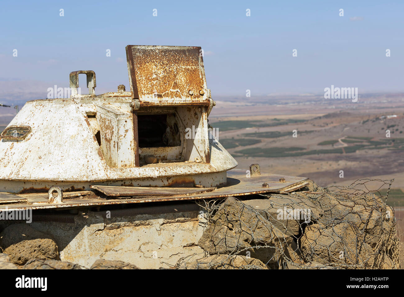 The fortifications on the border with Syria on Bental mountain in ...