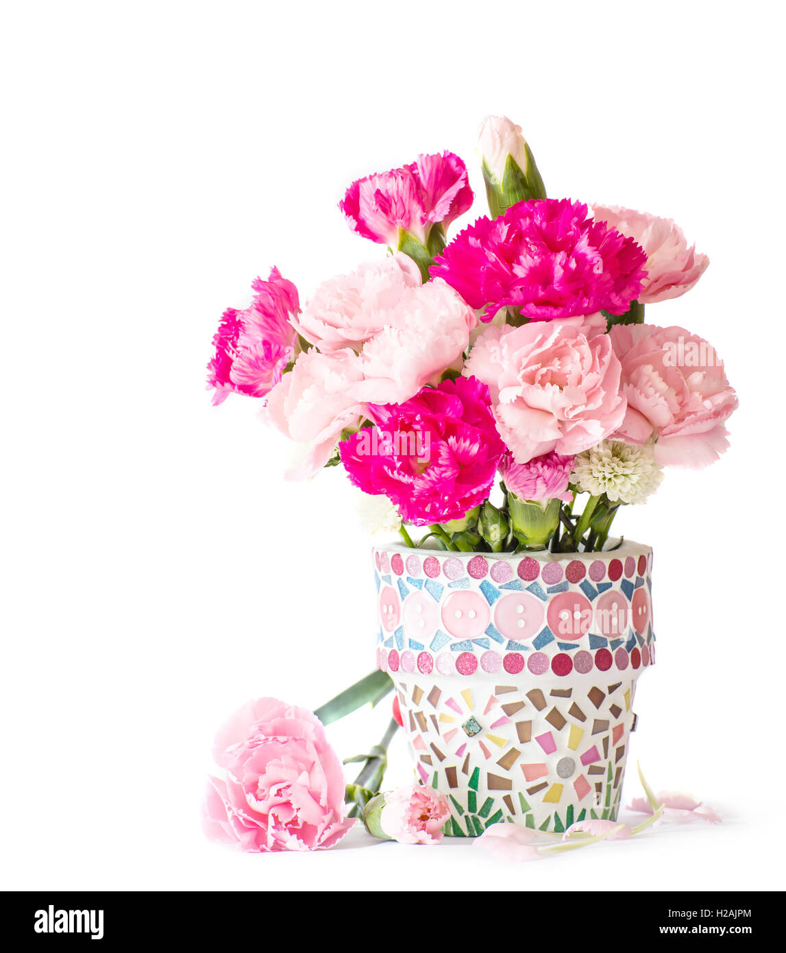 Carnation in mosaic flower pot Stock Photo - Alamy