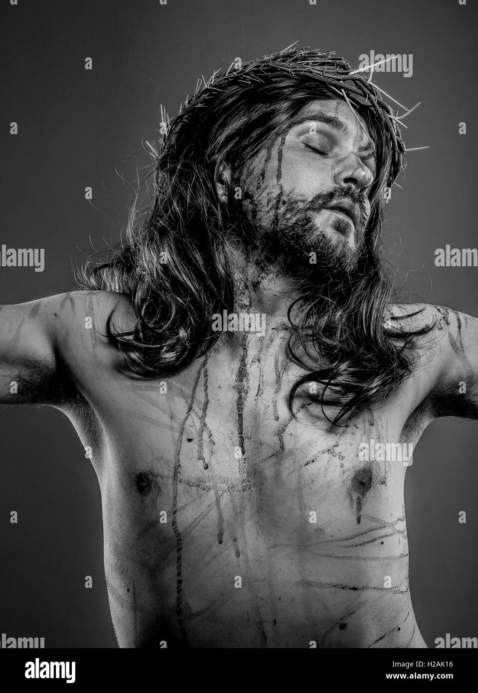 Bible, representation of Jesus Christ on the cross Stock Photo - Alamy