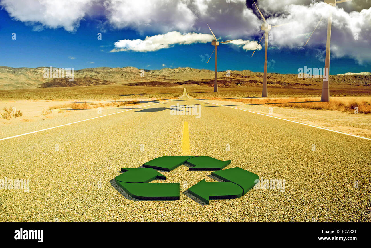 Recycling symbol on road sign hi-res stock photography and images - Alamy